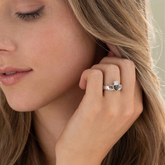Connemara Marble Claddagh Ring – Solvar Jewellery